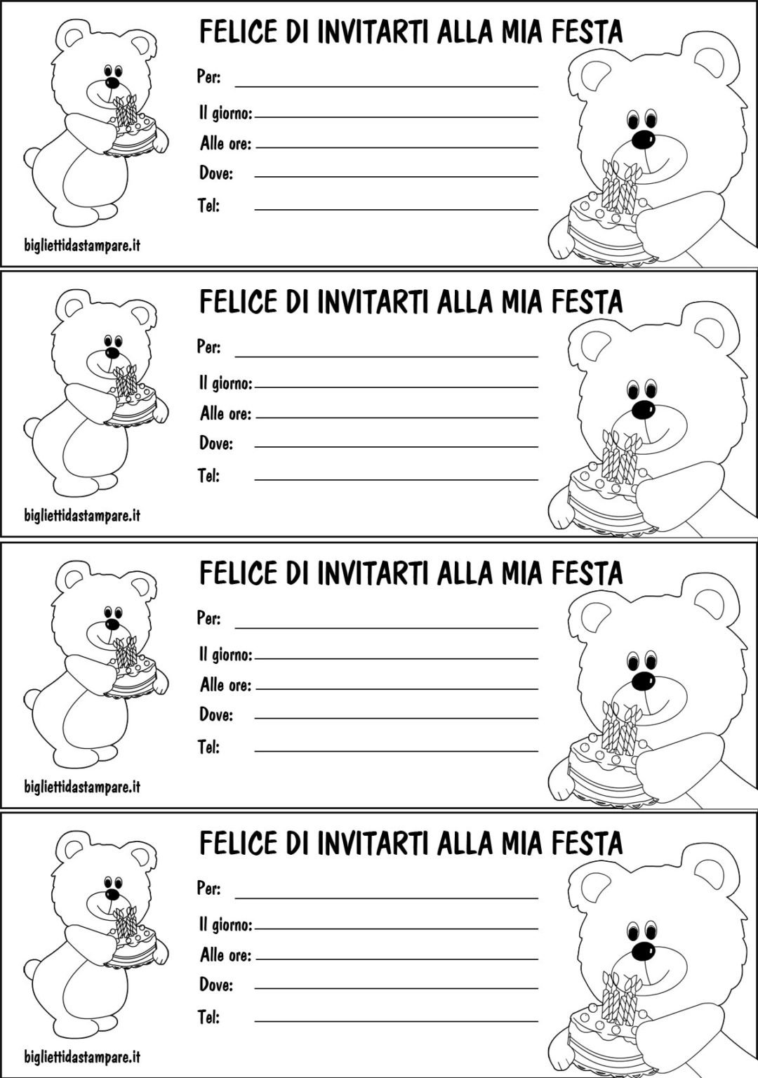 Biglietti Invito Compleanno - Biglietti da stampare