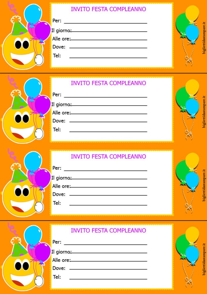 Inviti compleanno per bambini da stampare - Biglietti da stampare