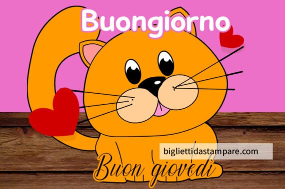 Buon giovedì con gatto - Biglietti da stampare